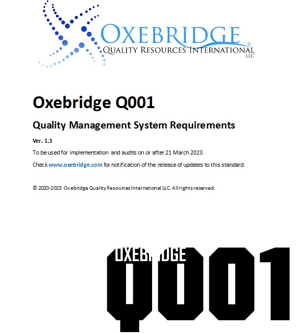 Oxebridge Q001 Quality Management System Requirements